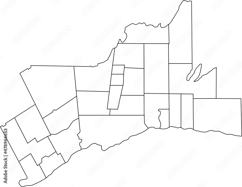 White flat blank vector administrative map of GREATER TORONTO AREA ...
