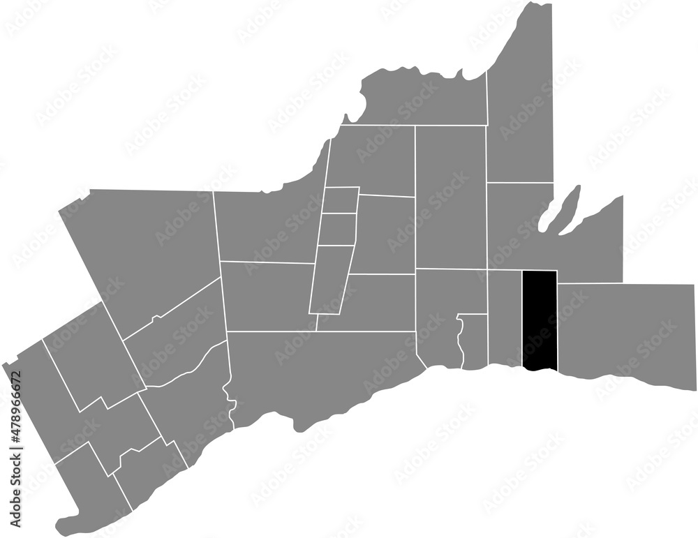 Black flat blank highlighted location map of the OSHAWA MUNICIPALITY ...
