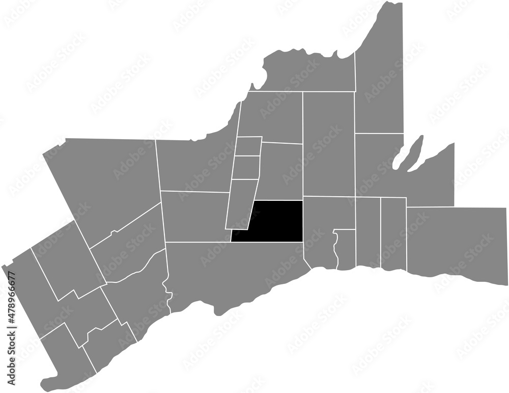 Black flat blank highlighted location map of the MARKHAM MUNICIPALITY ...