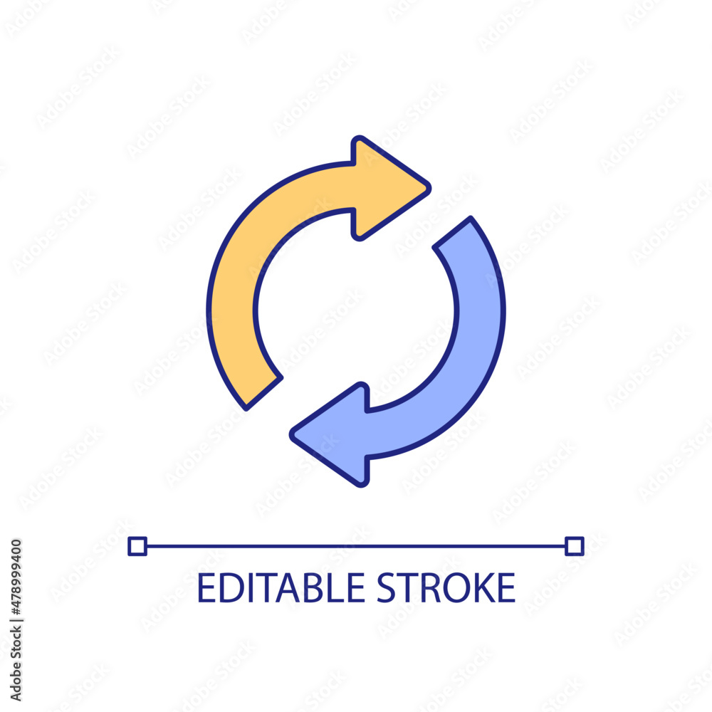 Cycle RGB color icon. Recurring action. Circulation process. Rotating ...