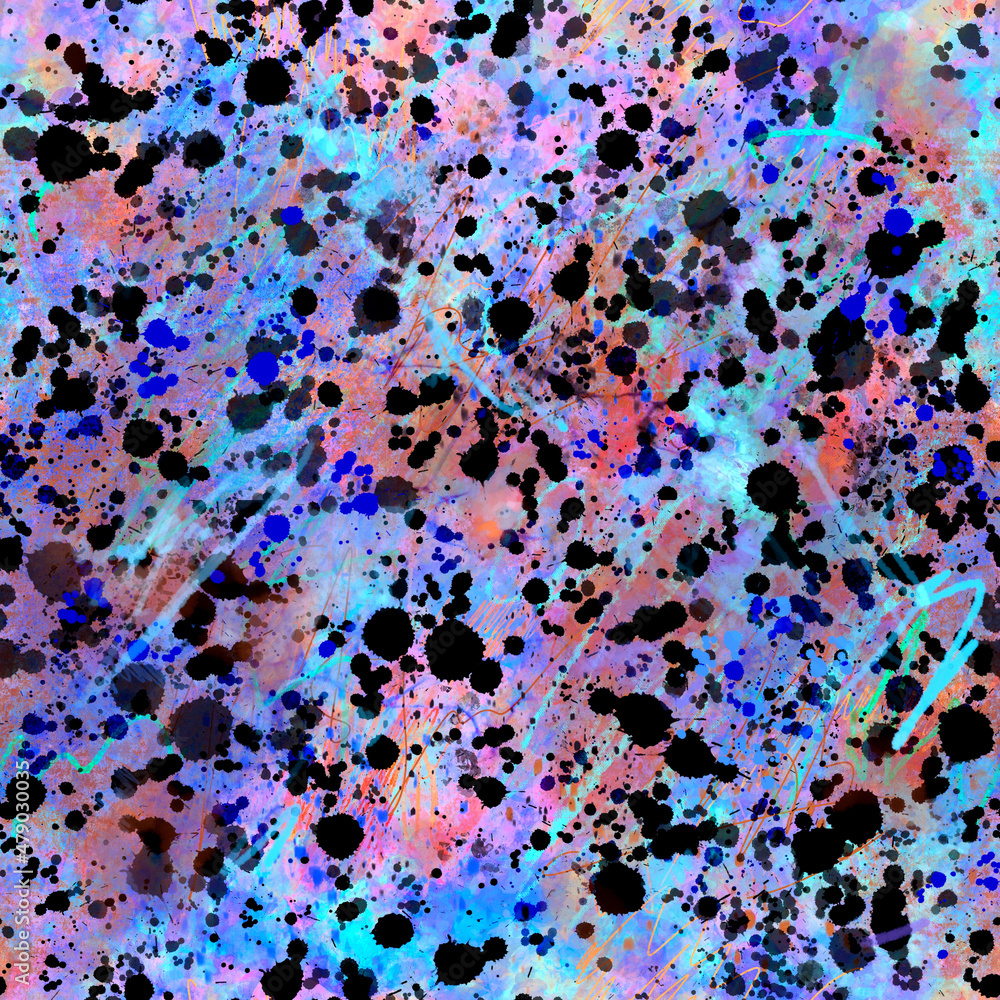 Abstract seamless pattern of irregular spot drops squirt blots Vintage ...