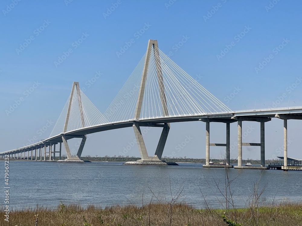 Arthur ravenel jr. bridge over water Cooper River in South Carolina, US ...