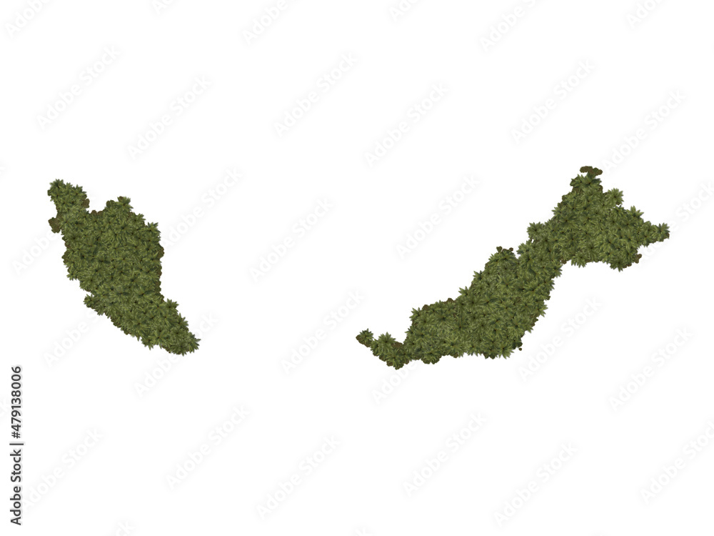 Stock-Foto „Tropical Coconut trees forming the map of Malaysia. Top ...