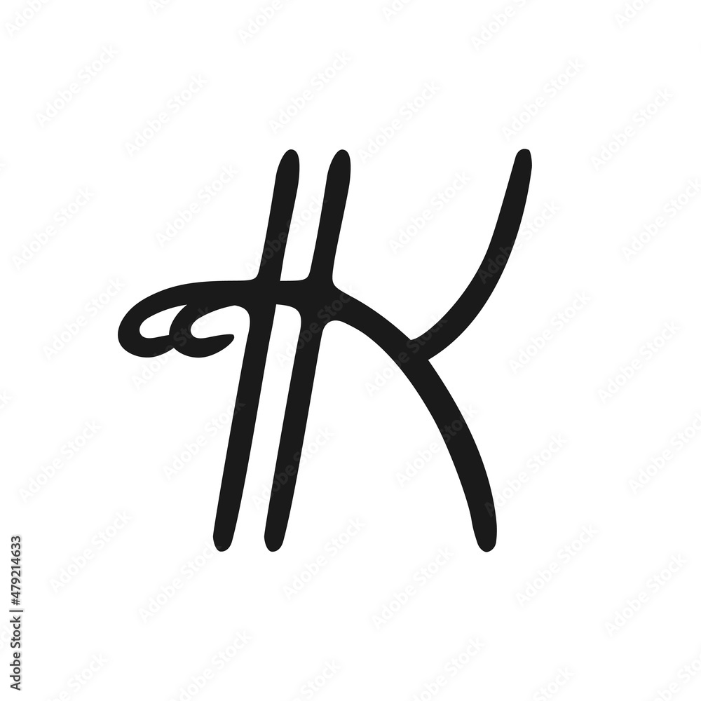 Letter K logo, icon. Hand drawn isolated letter k sign. Handwritten ...