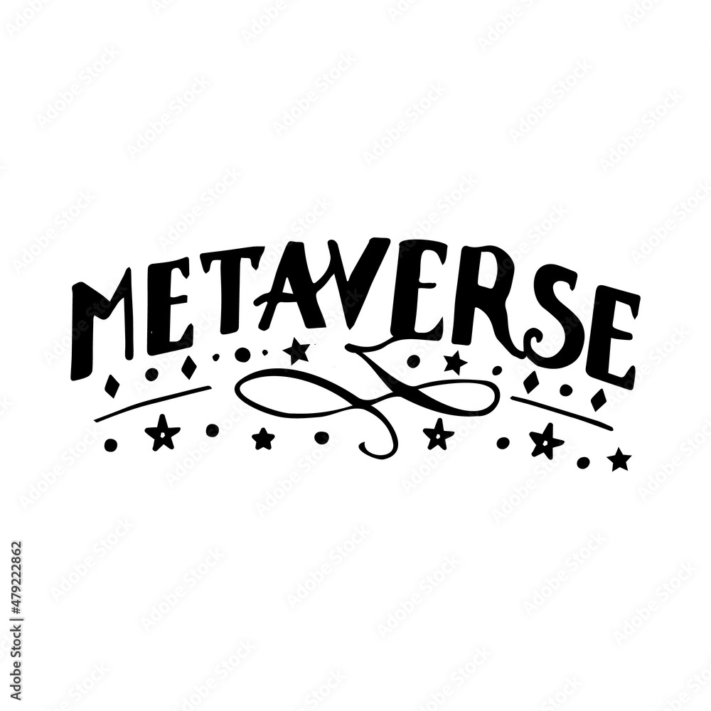 Metaverse word lettering illustration with icons for web banner, flyer ...