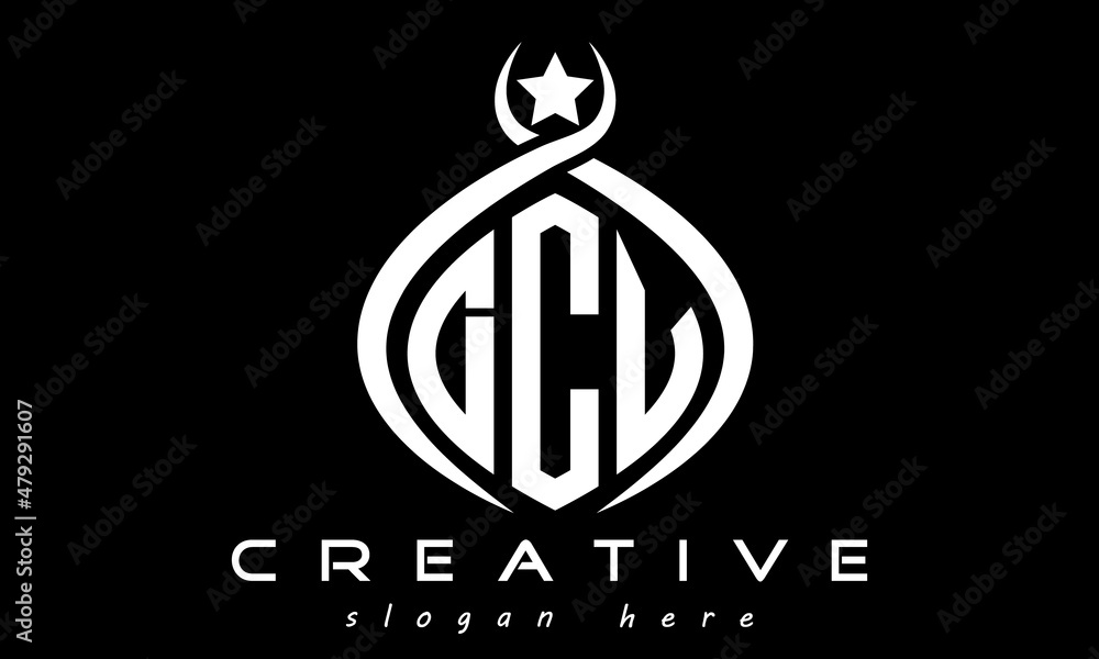 DCV three letters monogram curved oval initial logo design, geometric ...