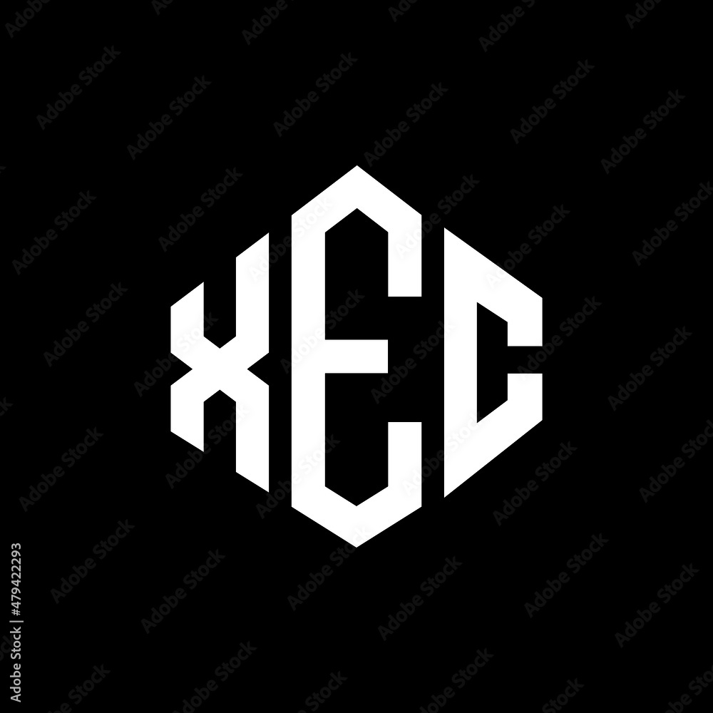 XEC letter logo design with polygon shape. XEC polygon and cube shape ...