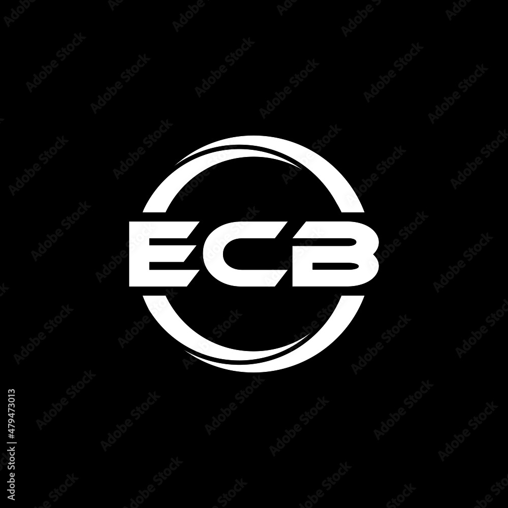 Stock-Vektorgrafik „ECB letter logo design with black background in ...