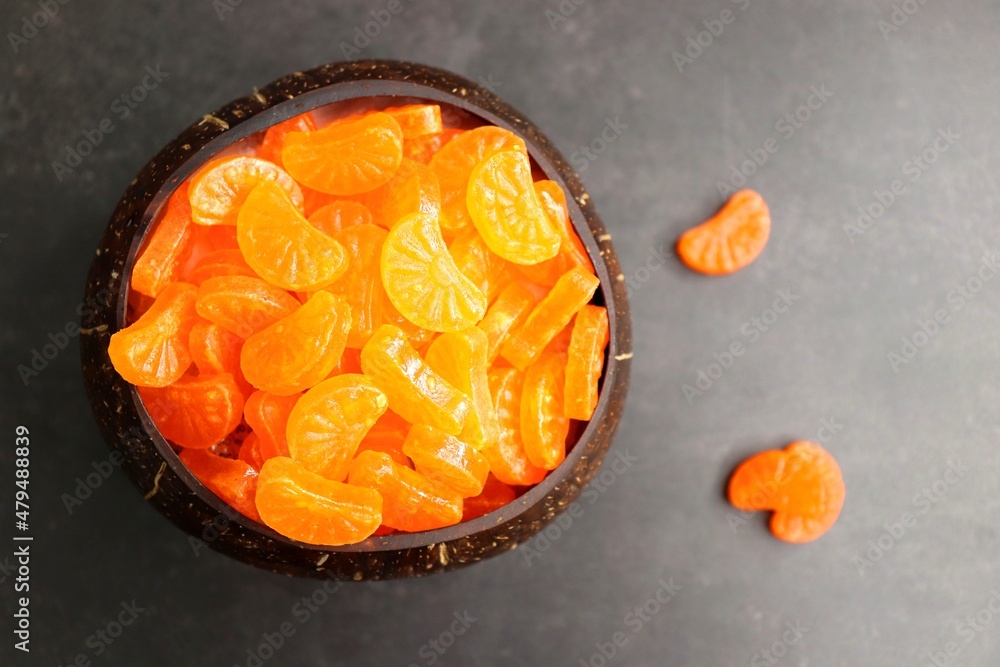 Orange sugar candy. Indian Vintage style boiled sugar confectionery ...