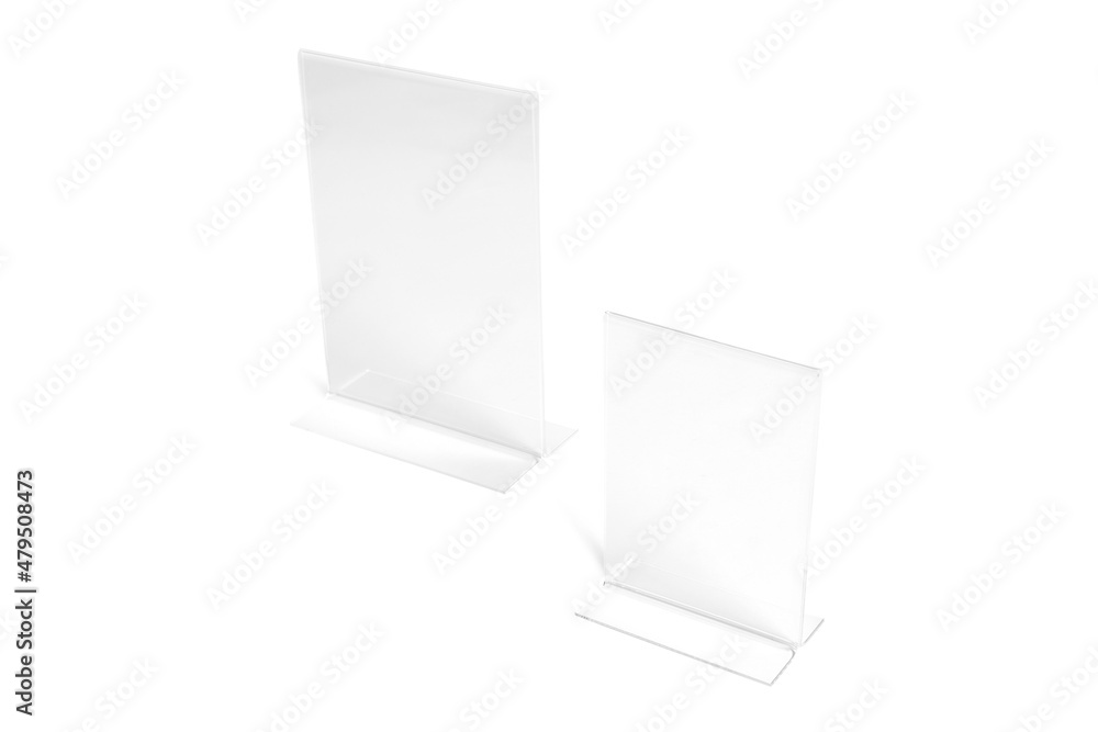 Illustration Stock Vertical transparent desk display isolated on white ...