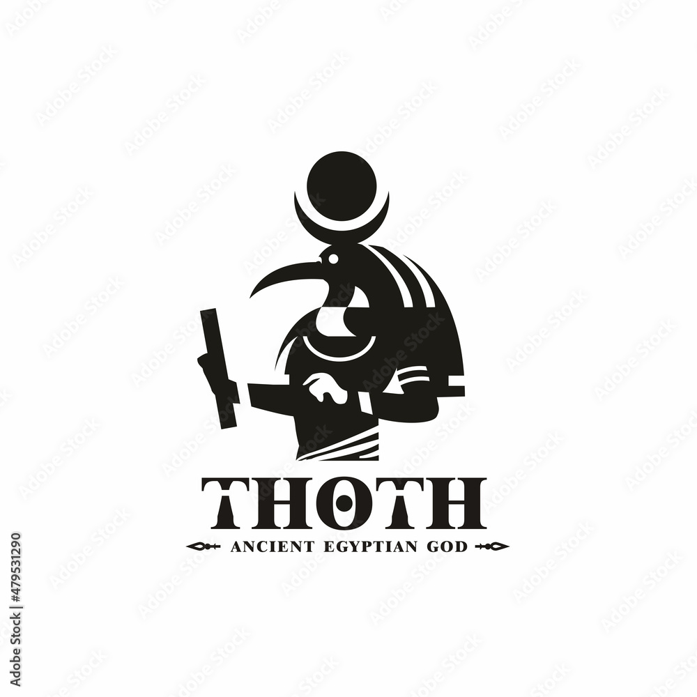 Ancient egyptian god thoth silhouette. king of middle east wisdom with ...