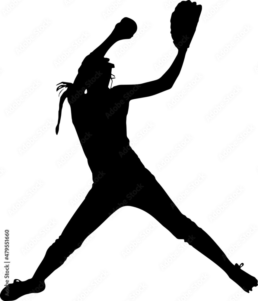 Girls Softball Silhouettes Girls Softball SVG EPS PNG Stock Vector ...