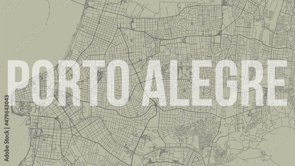 Vector de Stock Porto Alegre map city poster, horizontal background ...