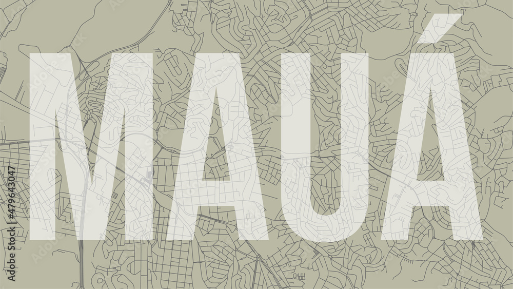 Image vectorielle Stock Maua map city poster, horizontal background ...