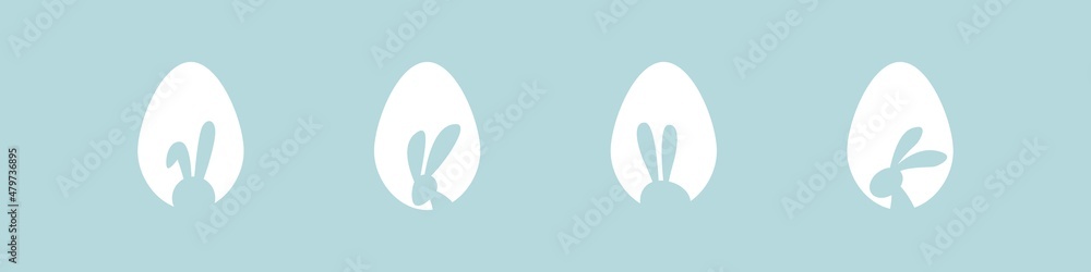 Easter egg hunt. Easter rabbit set. Bunny outline vector illustration ...