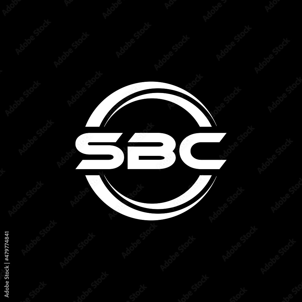 SBC letter logo design with black background in illustrator, vector ...