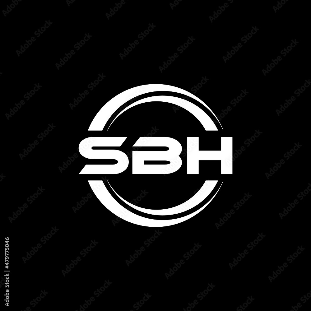 SBH letter logo design with black background in illustrator, vector ...