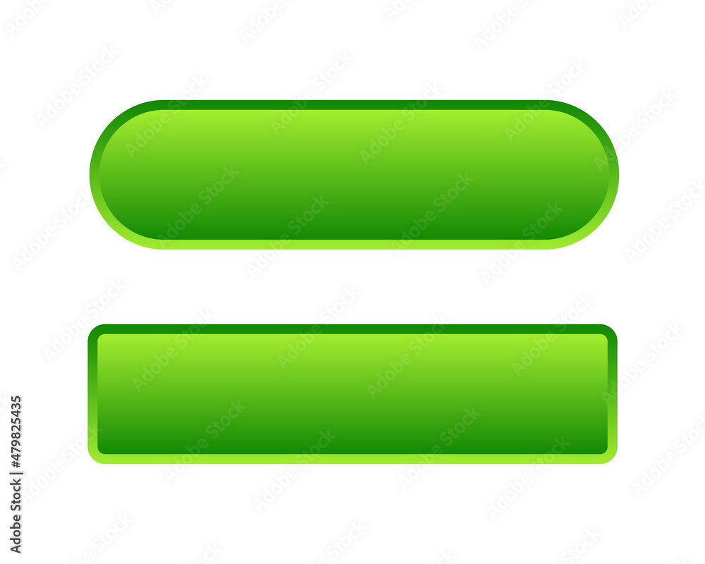 Blank green buttons. Button template, vector clipart isolated on white ...