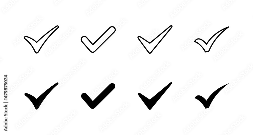 Check mark icons set. Tick mark sign and symbol Stock Vector | Adobe Stock