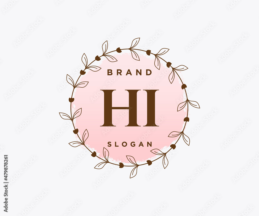 Initial HI feminine logo. Usable for Nature, Salon, Spa, Cosmetic and ...