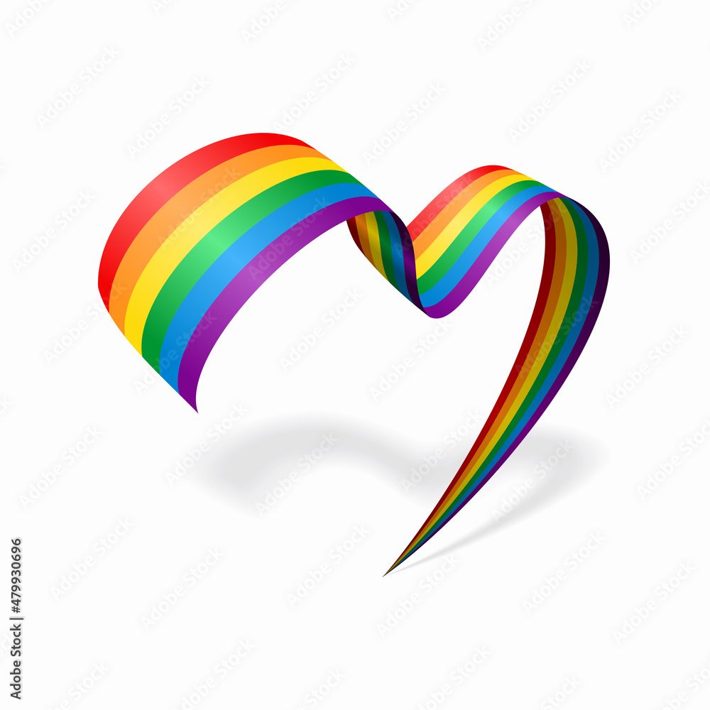 LGBT pride flag heart shaped ribbon. Vector illustration. Stock Vector ...