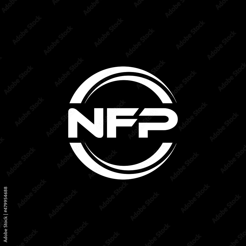 Stock-Vektorgrafik „NFP letter logo design with black background in ...
