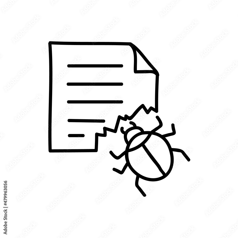 Computer bug icon. Hand drawn vector illustration. Stock Vector | Adobe ...