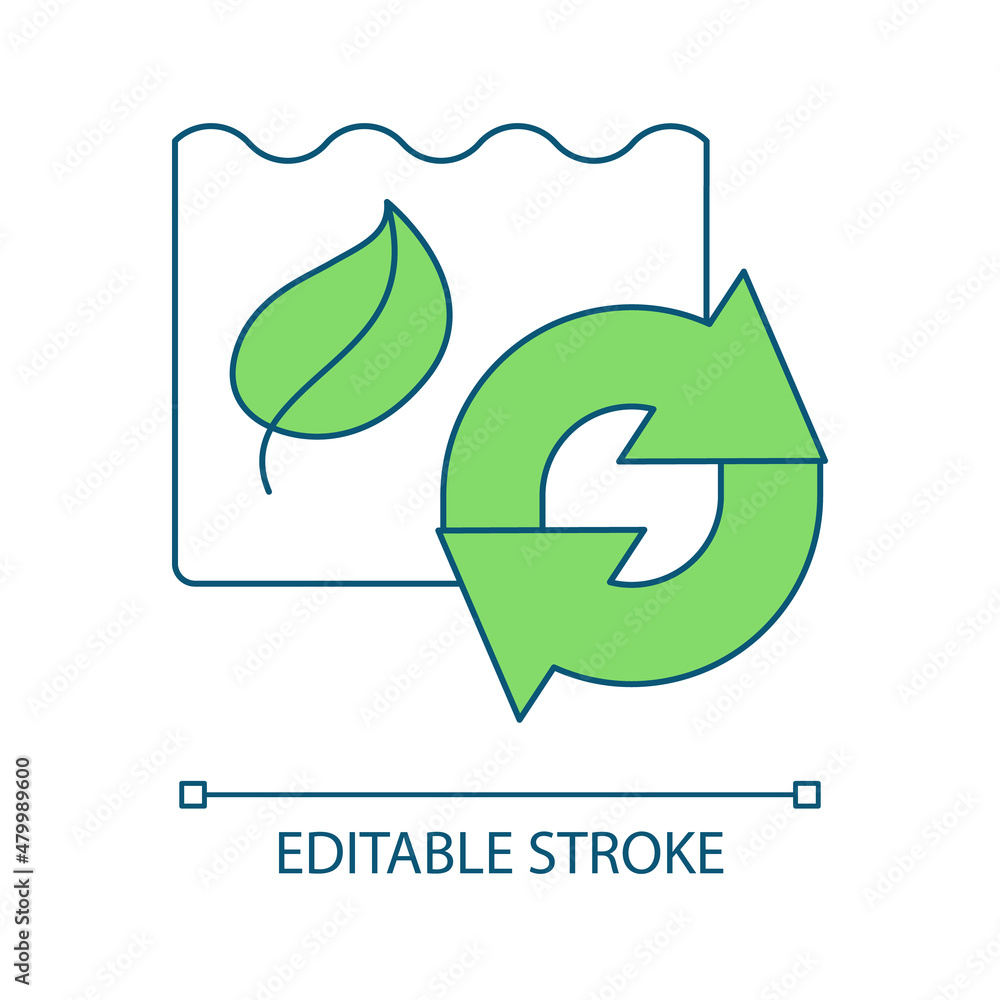 Waste recycling RGB color icon. Reprocess material. Zero waste. Reduce ...