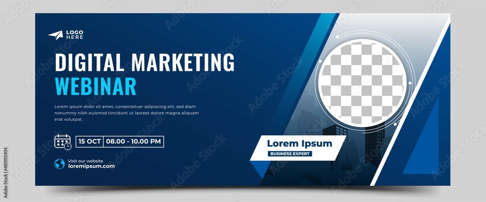 Webinar horizontal banner design template. Editable modern banner with ...