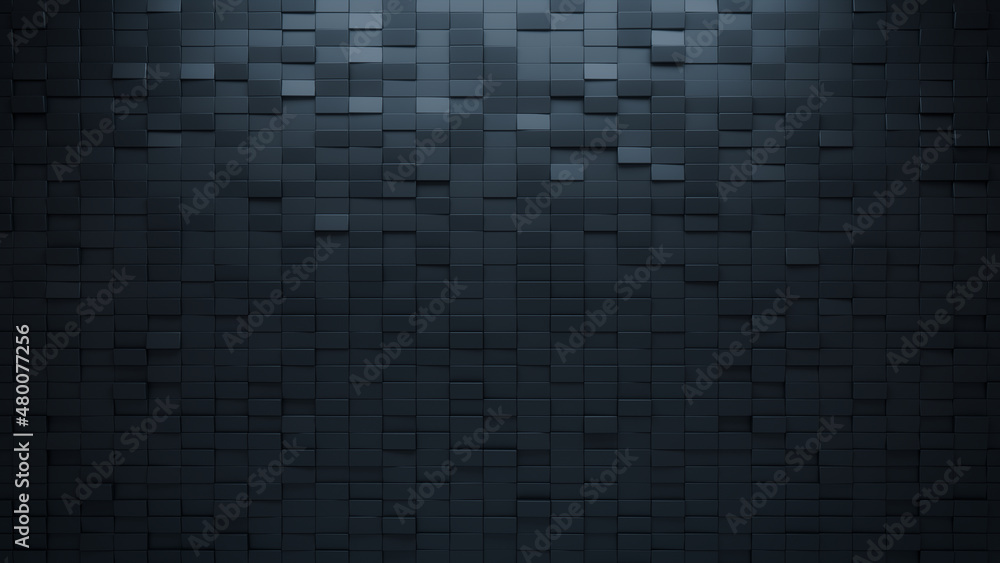 Semigloss Tiles arranged to create a Black wall. Futuristic, 3D ...
