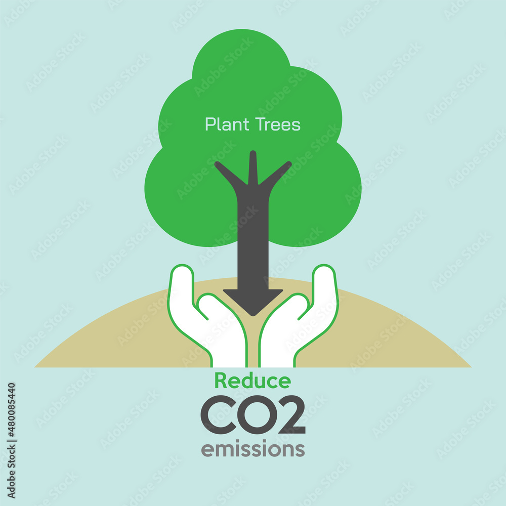 Hands plant tree with down arrow shape trunk as a gimmick of way to ...