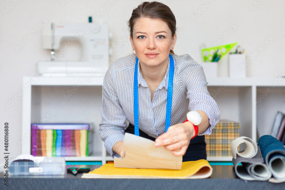 girl fashion designer sew. dressmaker woman in modern atelier. female ...