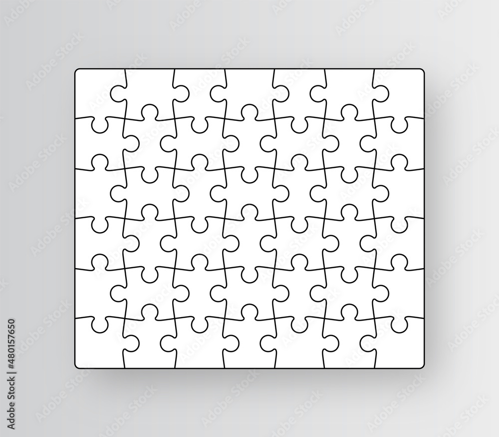Puzzle pieces set. Jigsaw outline grid. Scheme of thinking game. Modern ...