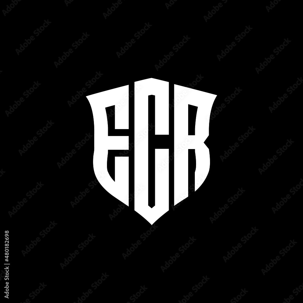 ECR letter logo design with black background in illustrator, vector ...