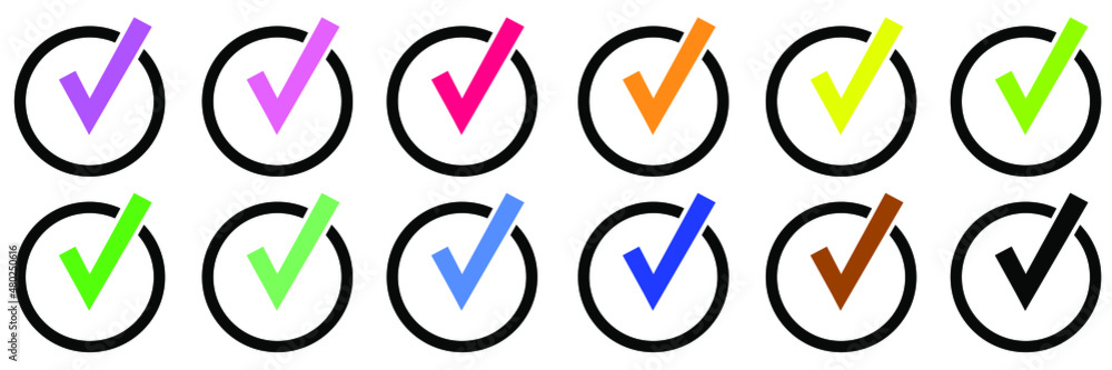 colored check mark icon. Check mark vector icon. Checkmark Illustration ...
