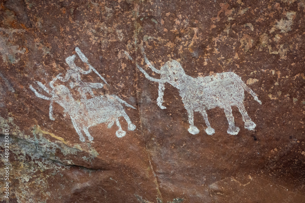 Bhimbetka Rock Shelters, Raisen, Madhya Pradesh, India. Declared a ...