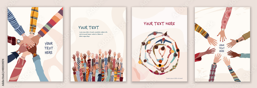 Volunteer people group concept flyer brochure poster editable template ...