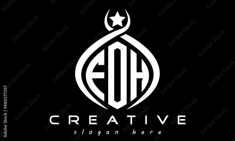 FOH three letters monogram curved oval initial logo design, geometric ...