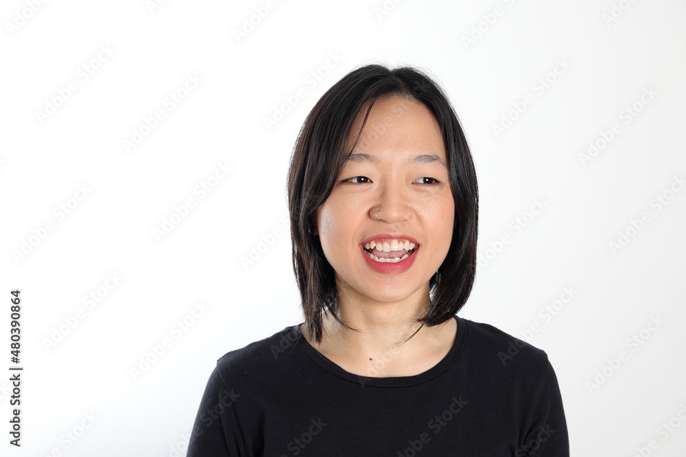 Young attractive south east asian woman pose face expression emotion on ...
