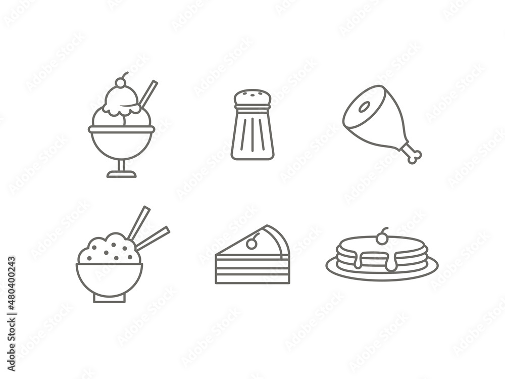 Set of Fast Foods Outline Icon Vol. 10 - Fast Food Icon Set Vector ...