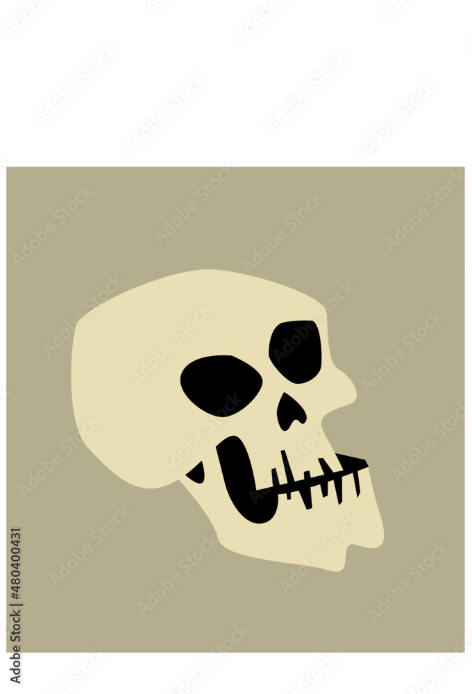 Stylized drawing of a human skull. Vector image for prints, poster and ...