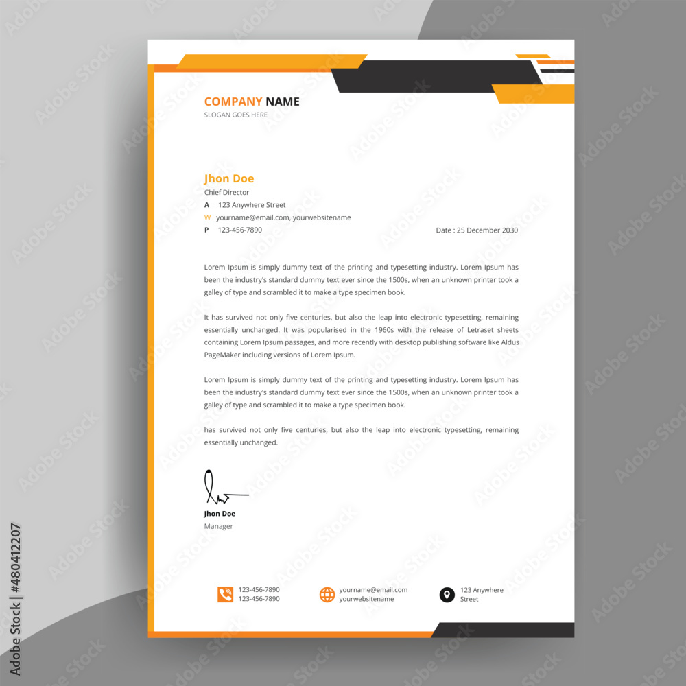 Corporate letterhead Design Template, Yellow and Black Fully Editable ...