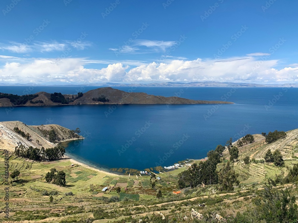 Titicaca lake beautiful Island of Sun Isla del Sol in Bolivia South ...