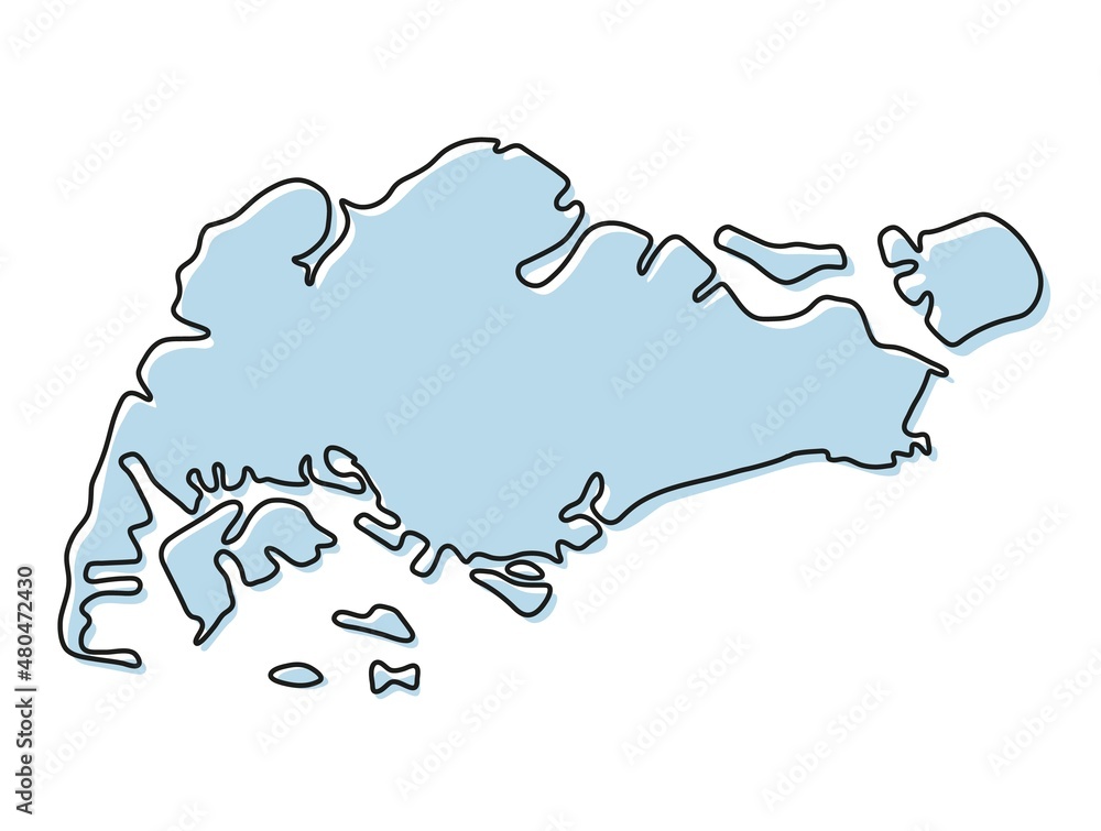 Stock-Illustration „Stylized simple outline map of Singapore icon. Blue ...