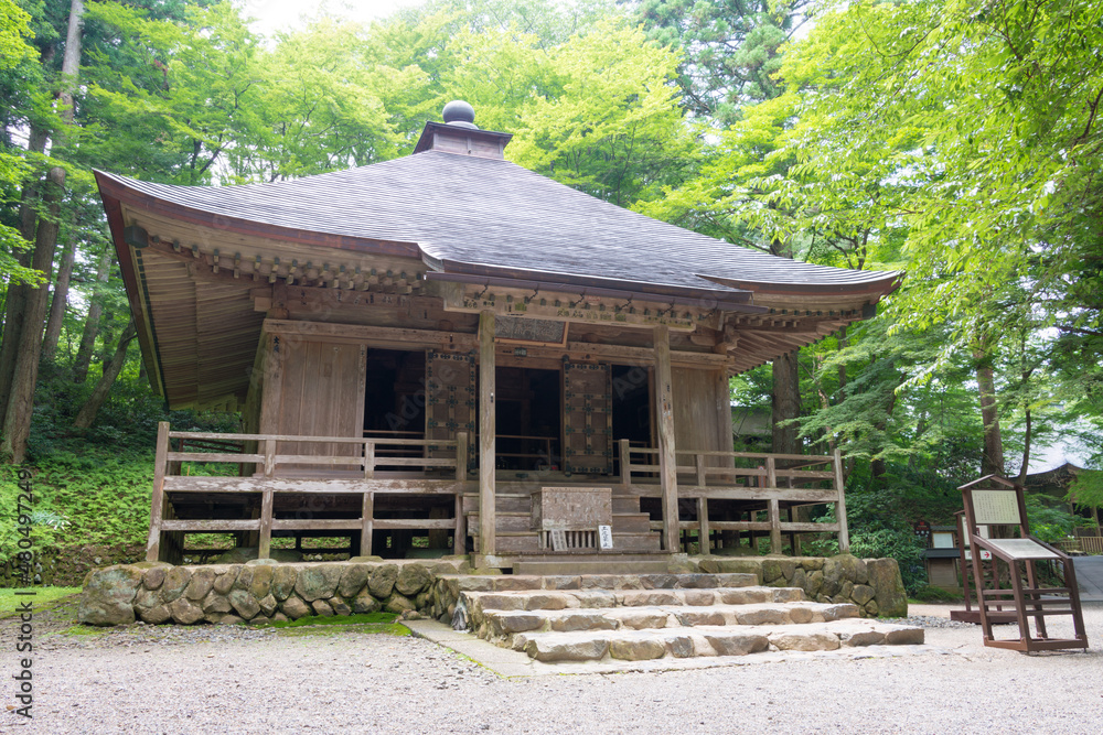 Iwate, Japan - Jul 21 2017- Kyozo Hall at Chusonji Temple in Hiraizumi ...