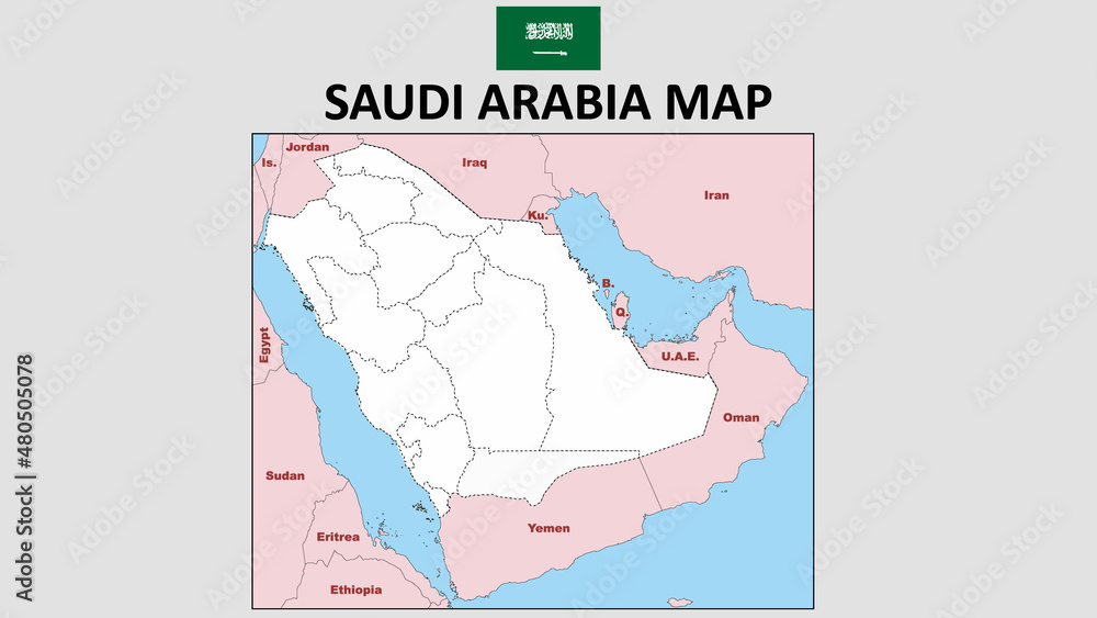 Saudi Arabia Map. Political map of Saudi Arabia. Saudi Arabia Map with ...