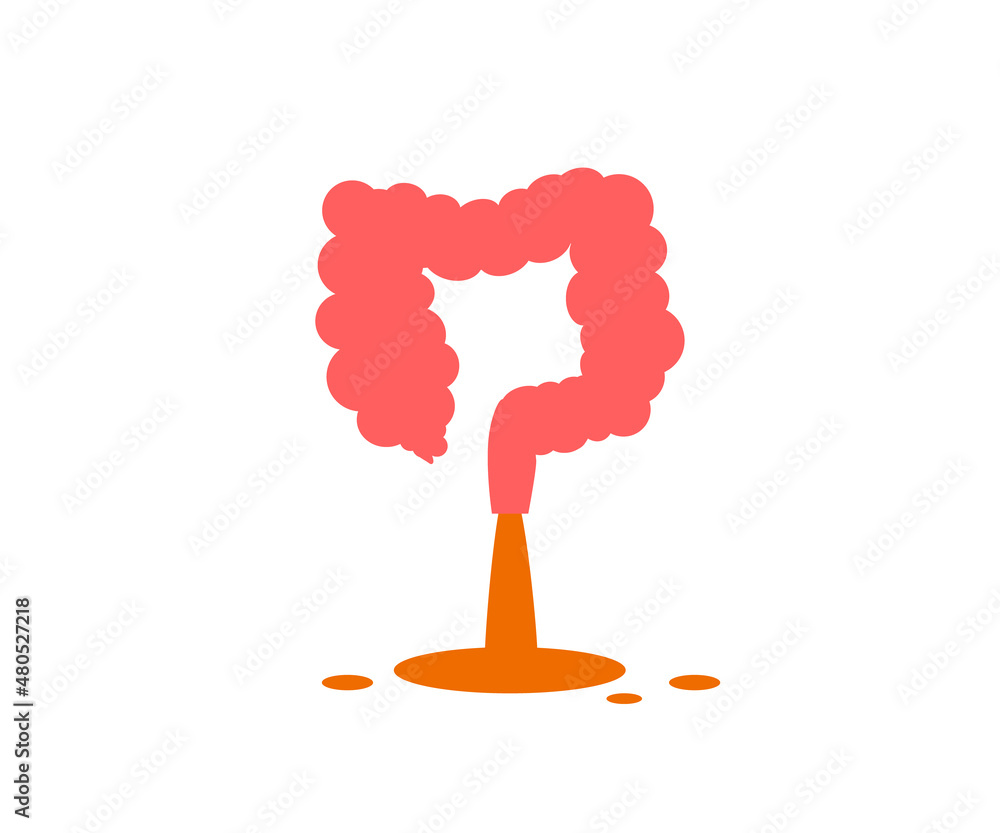 Diarrhea on a white background. Intestinal disorder. Vector ...