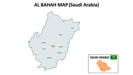 Fototapeta mapa świata dla dzieci Al bahah map. Political map of Al ...