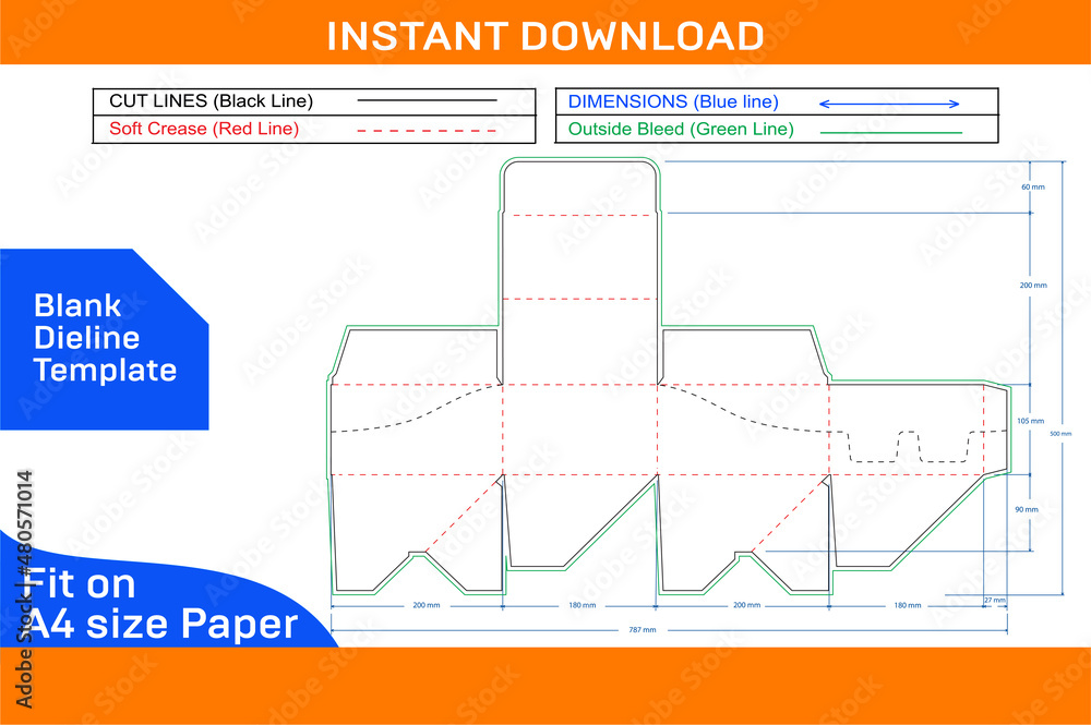 Pop box dieline template and 3D vector file, easily editable and ...