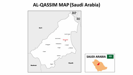 Fototapeta mapa świata dla dzieci Al-Qassim map. Political map of Al ...